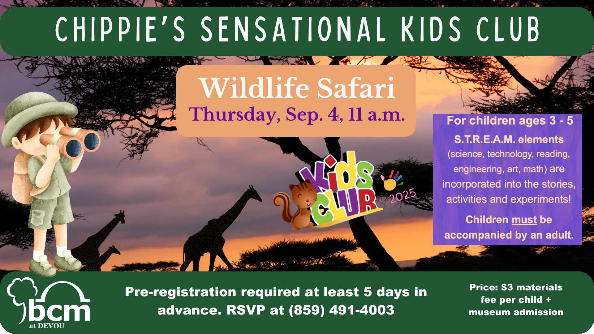 Chippie's Sensational Kids Club: Wildlife Safari - Southwest Ohio ...